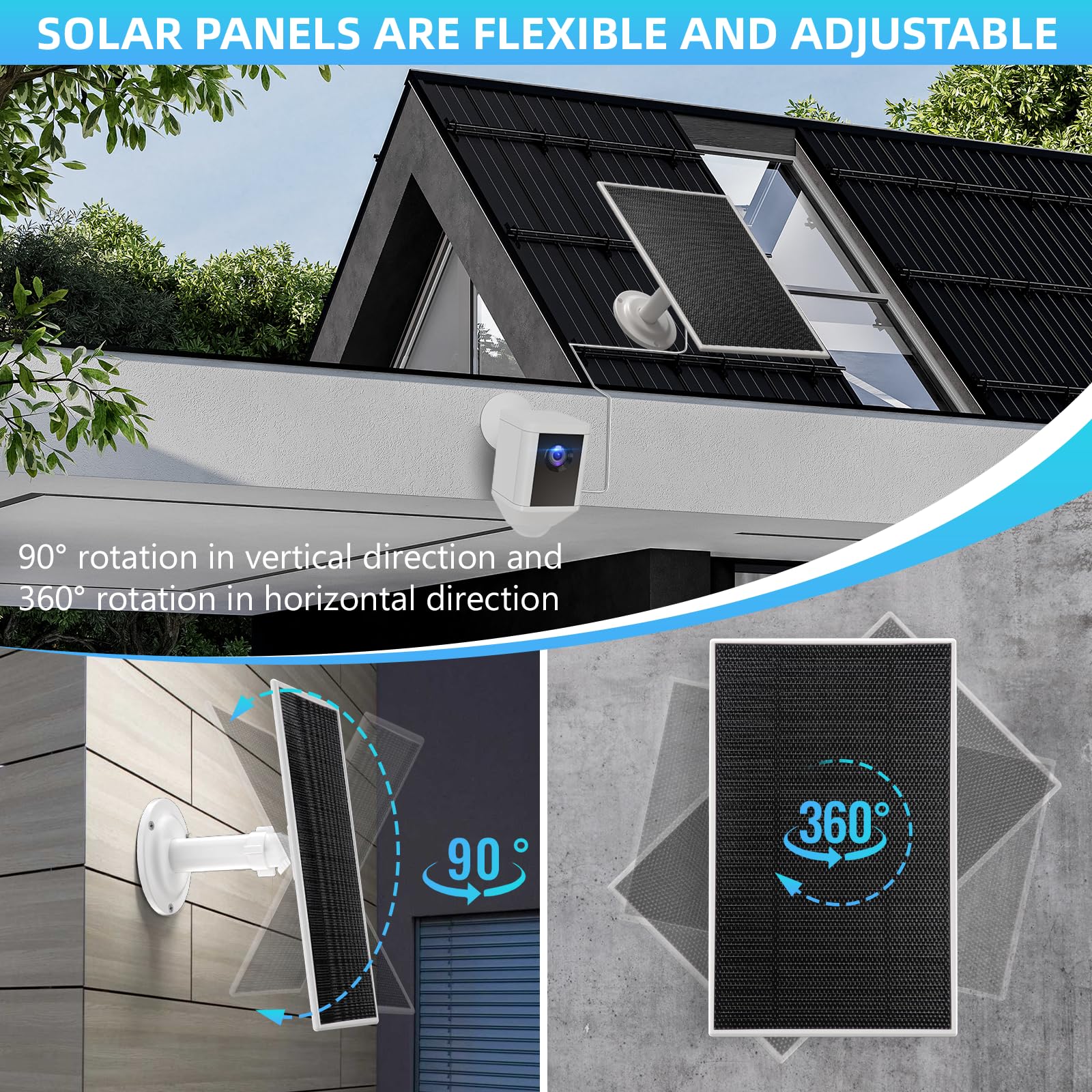 1 Pack - Solar Panel for Ring Camera Compatible with Ring Stick Up Cam Battery, Ring Spotlight Cam Plus/Pro(Battery) Charger Outdoor with 13Ft Charger Cable - Camera Not Included
