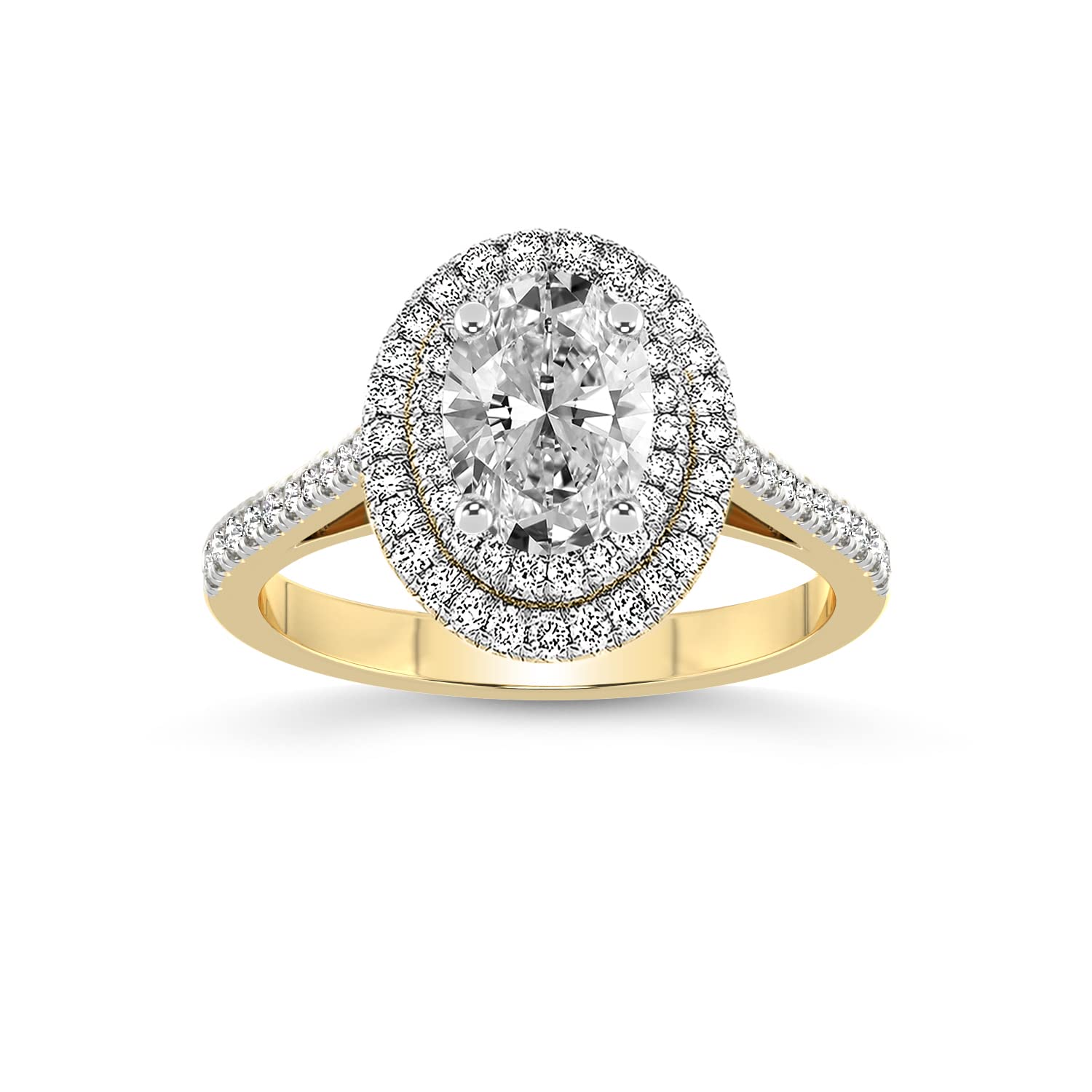 1 Carat IGI Certified Oval Shape Lab Grown Diamond Engagement Ring | 14K Or 18K in White, Yellow Or Rose Gold | Arya Double Halo Lab Diamond Ring |FG-VS1-VS2 Quality Friendly Diamonds
