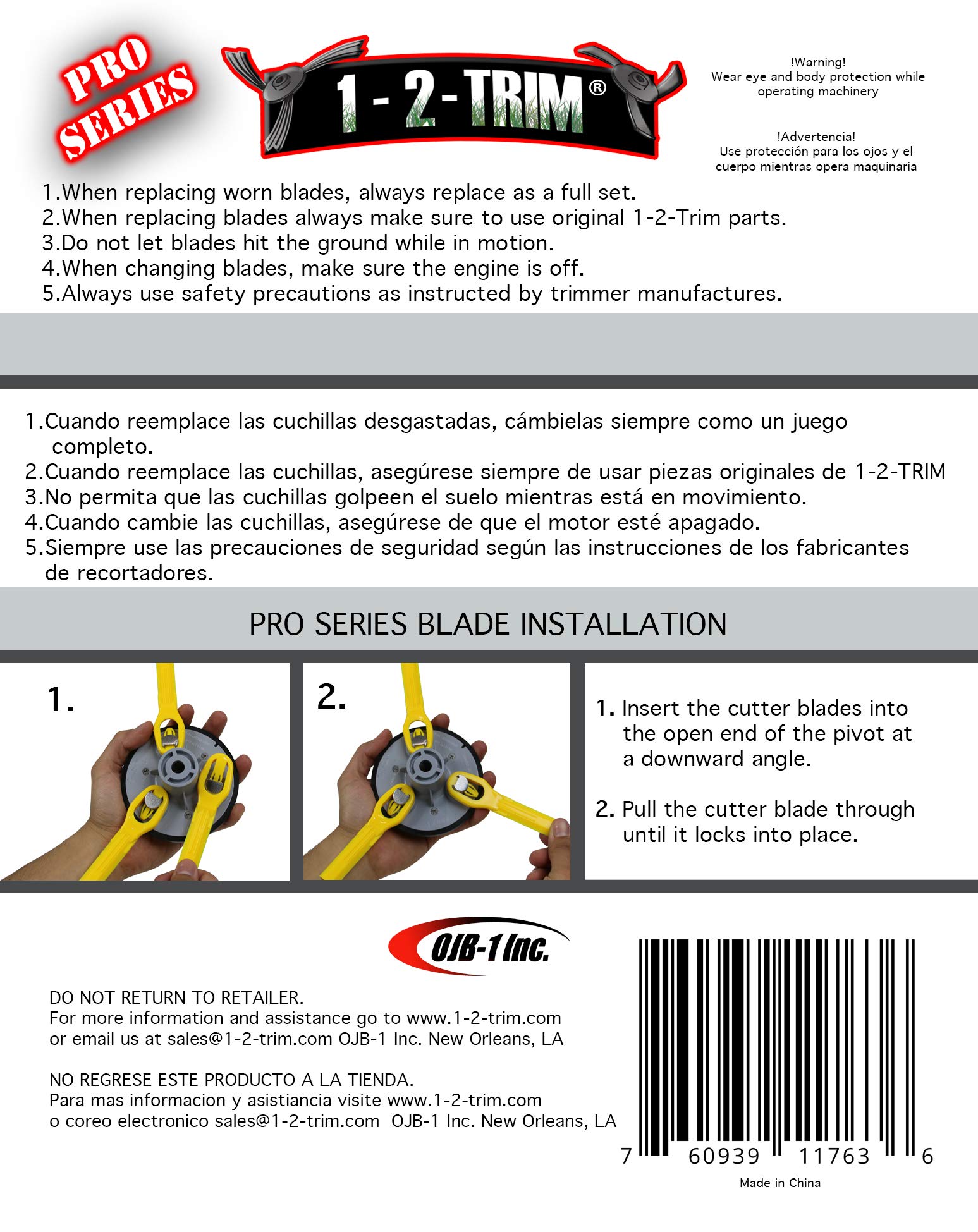 1-2-trim Pro Series Replacement Blades, 9 Piece