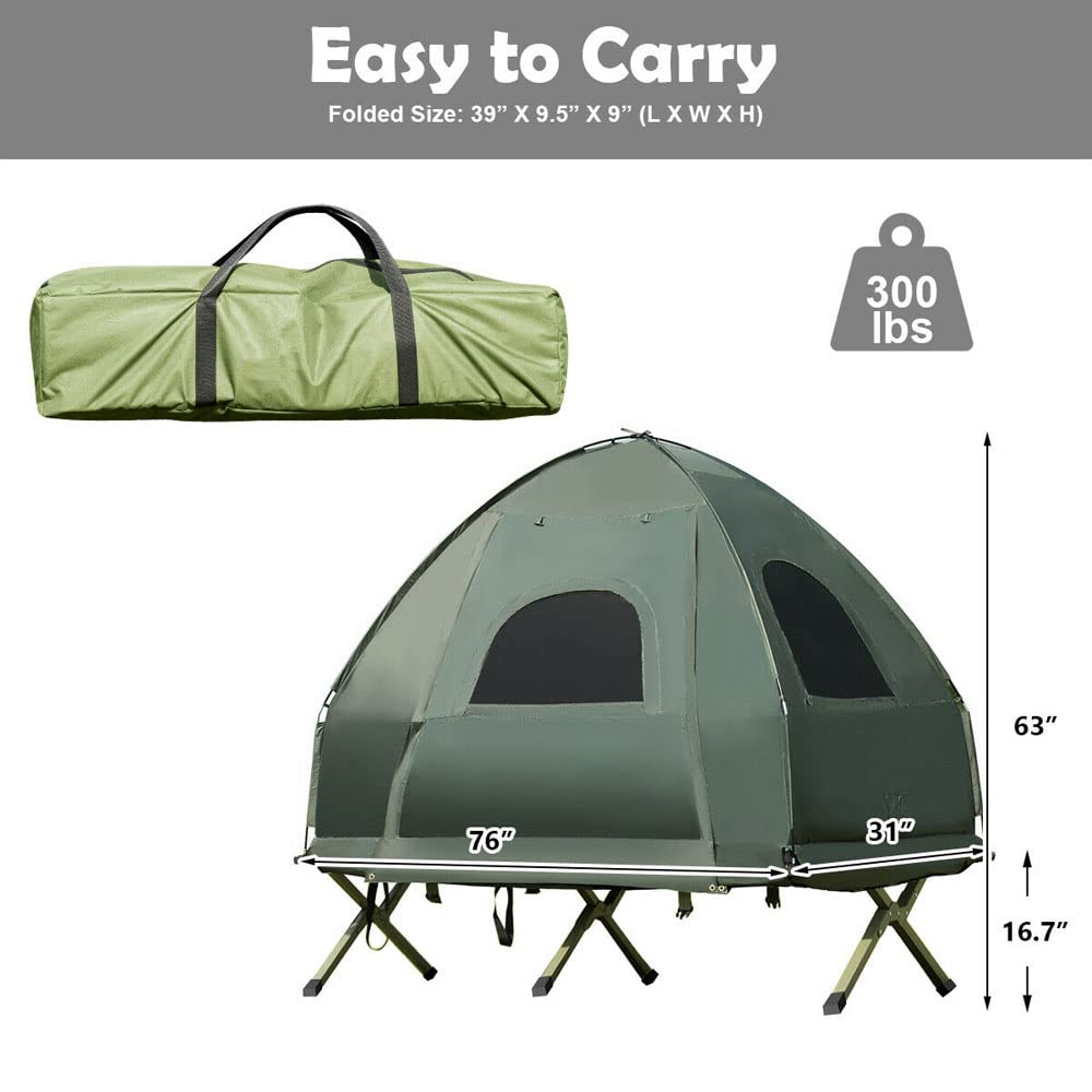 1-Person Compact Portable Pop-Up Tent/Camping Cot with Air Mattress Sleeping Bag