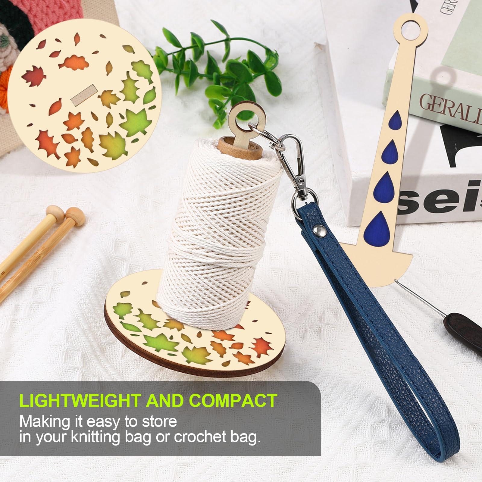 1 Set Portable Wrist Yarn Holder, Wood Wrist Yarn Holder with Leather Wristband, Yarn Holder for Crocheting, Crocheting Gift for Craft Lover