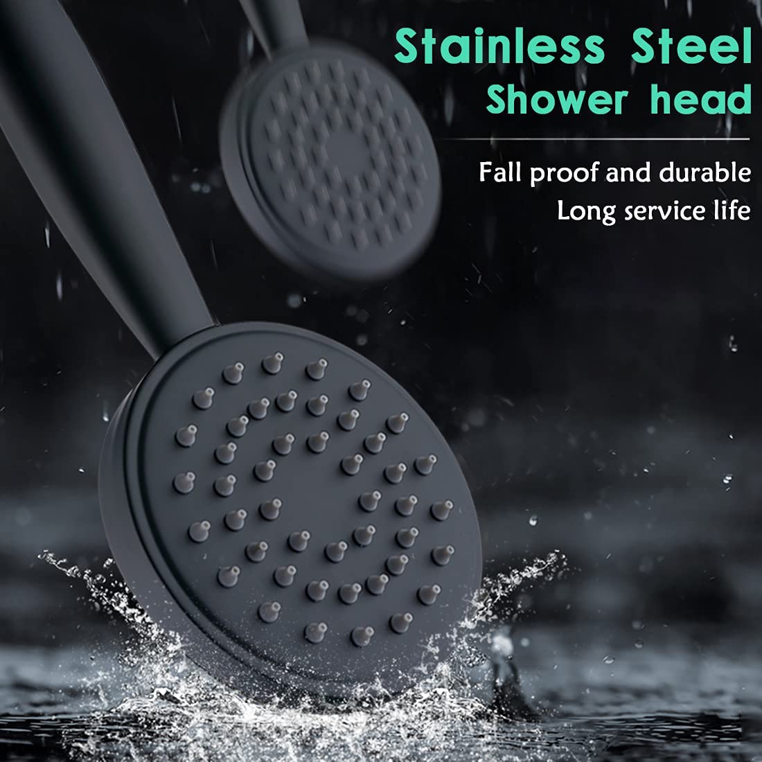 100% Metal Hand Held Shower Head with 70'' Hose and Holder | Made with Stainless Steel and Brass | High Pressure Handheld Showerhead, Adjustable Bracket,Extra Long Flexible Hose (Matte Black)