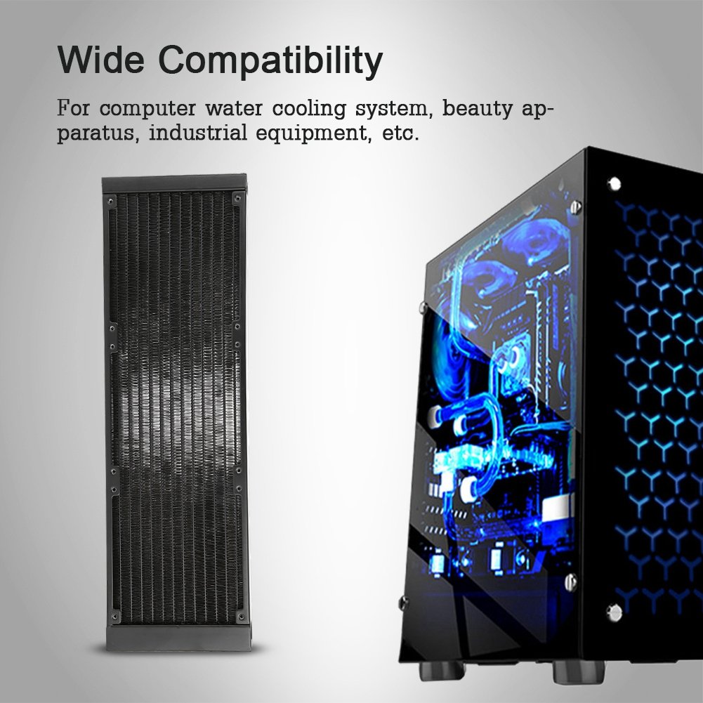 12 Tubes PC Heat Exchanger,Aluminium G1/4 Thread Heat Exchanger Radiator,Water Separator Water Cooler,for PC CPU Computer Water Cool System(360mm)