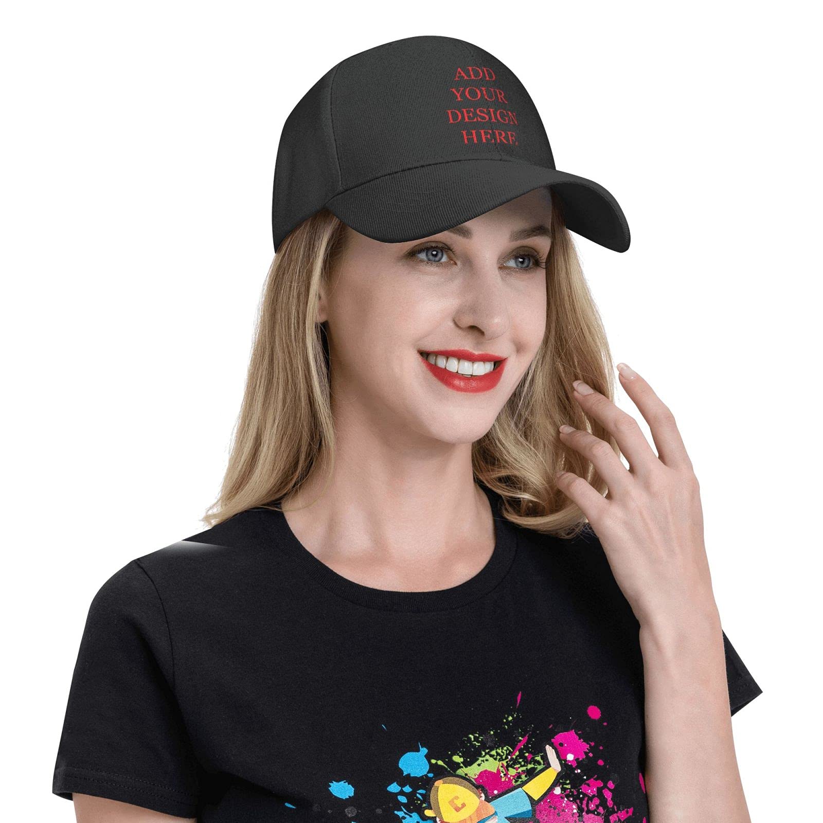 1-30 PCS Custom Hats for Men Design Your Own Personalized Text Photo Logo Fitted Baseball Hat Unisex Snapback (Black)
