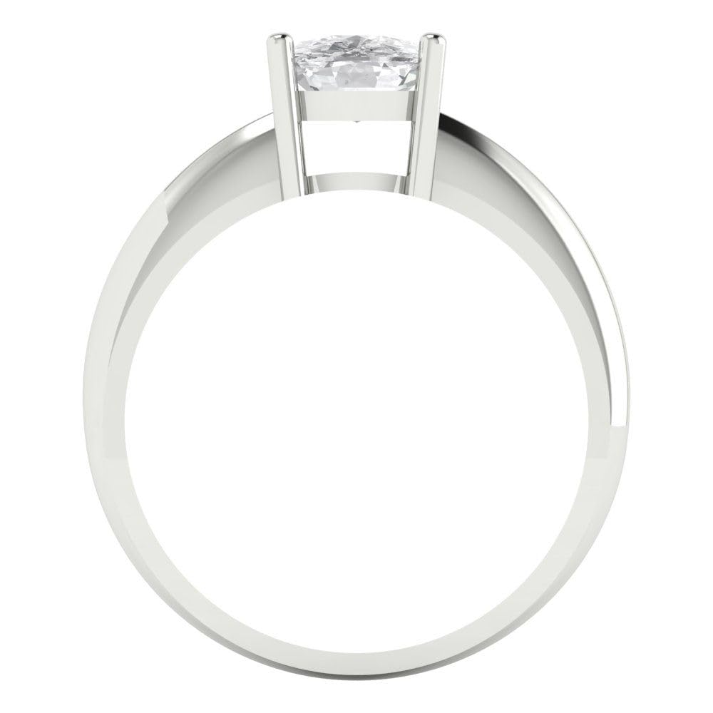 1.5 Ct Brilliant Cushion Cut Clear Simulated Diamond 14K White Gold Solitaire Engagement Promise Bridal Ring Size 7.5