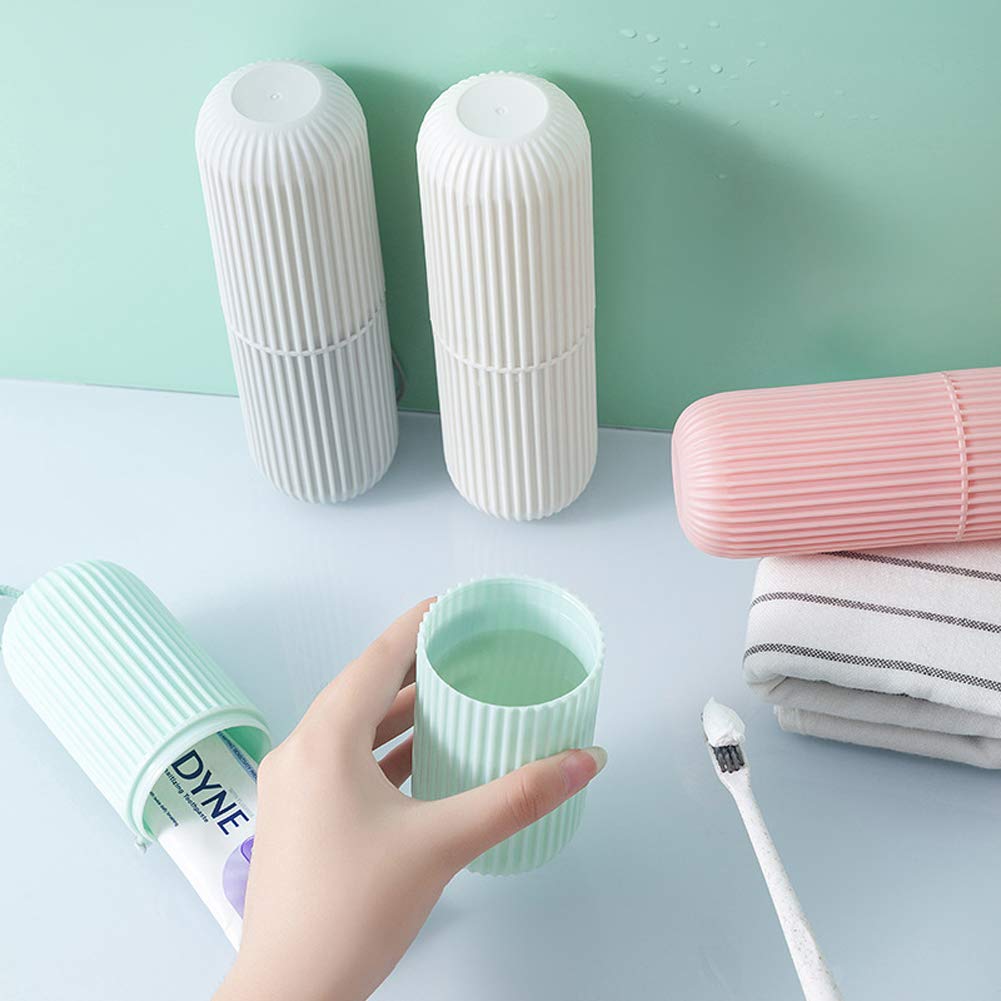 1 Piece Plastic Toothbrush Case Holder Travel Toothpaste Toothbrush Bin Holder Storage Wash Cup for Outdoor Travel Trip, Beige