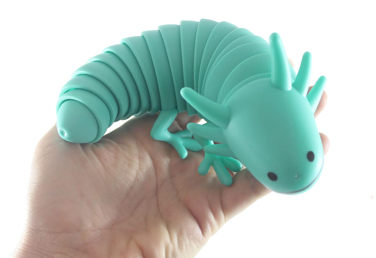 1 Teal Axolotl Fidget - Large Wiggle Articulated Jointed Moving Axolotyl Toy - Unique Gift, Lover, Decoration (1 Teal)