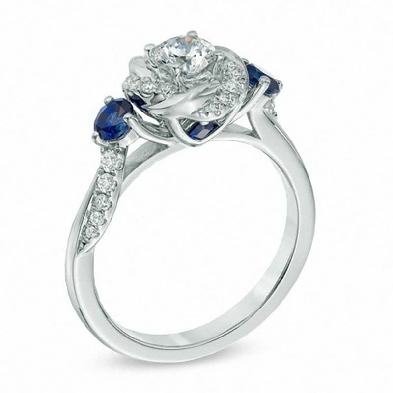 1.50 Ct Round Moissanite & Blue Sapphire Swirl Engagement Ring 925 Sterling Silver BY BALAJIGEMSANDJEWELRY (11)