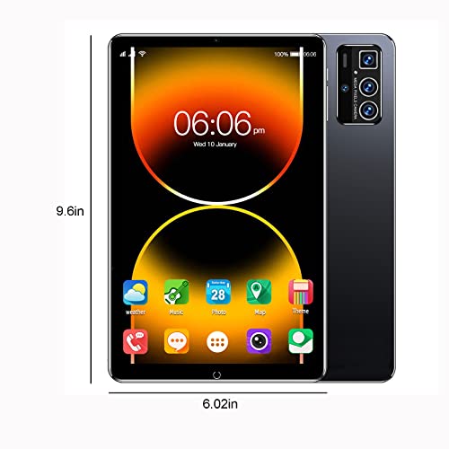 10.1-inch Tablet Computer 10-core Android 12.0 Ultra-Thin Hd Screen Learning Game Video Office Tablet Supports Double Sim Communication Function 3800mah Battery (Black)