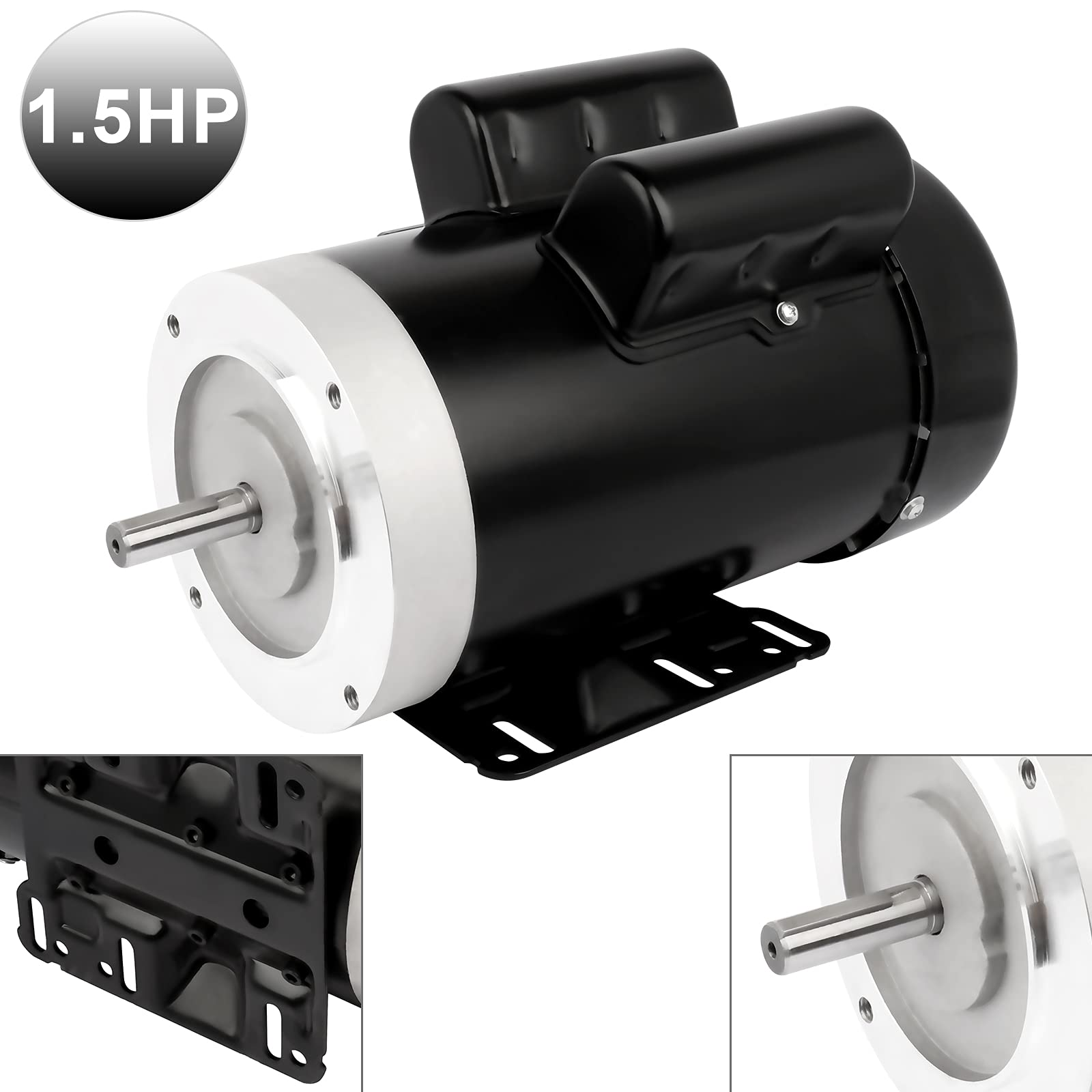 1.5HP Electric Motor General Purpose Single Phase Motor 1750RPM 56C 115/230V 5/8"Shaft Diameter CW/CCW TEFC IP55 60HZ