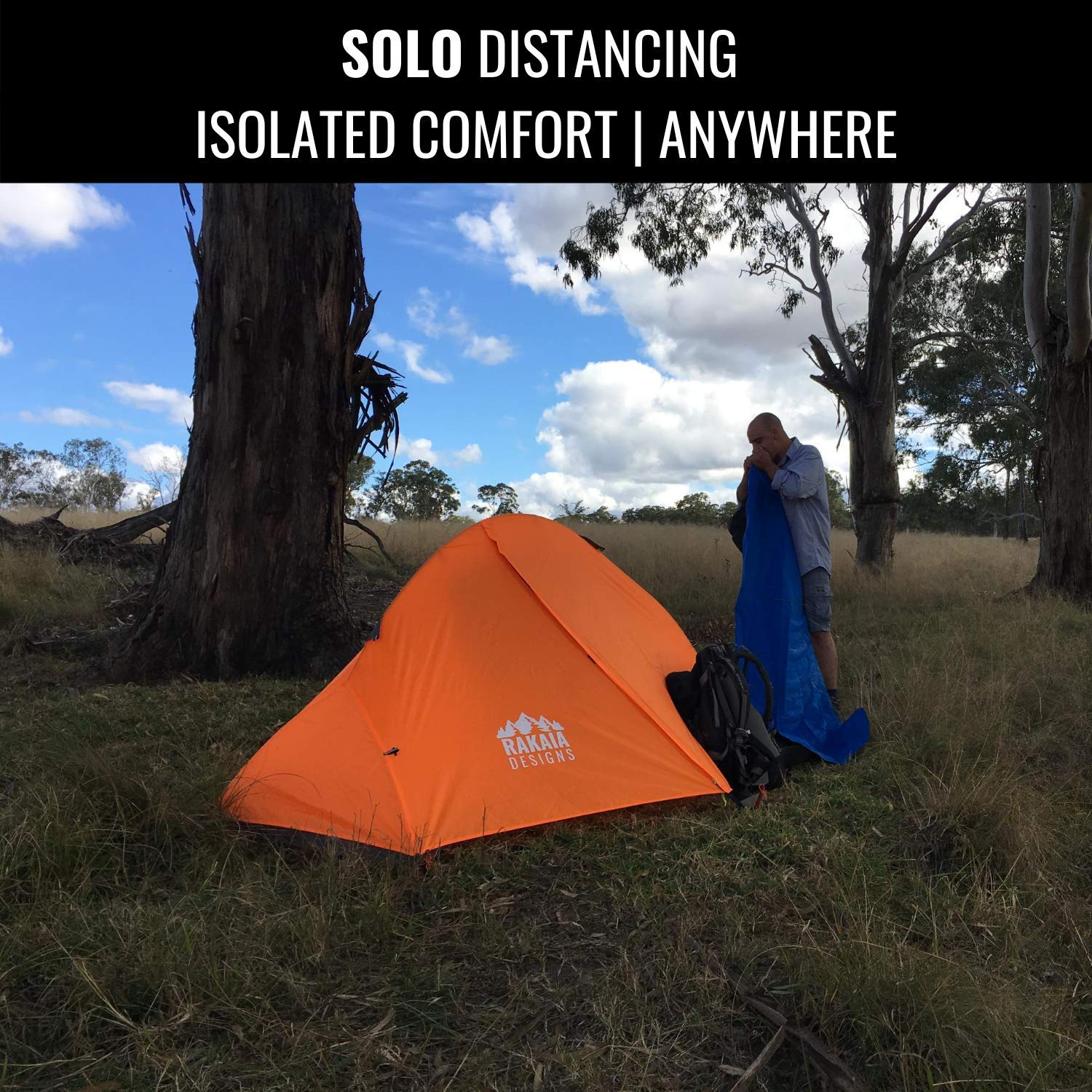 1 Person Lightweight Backpacking Tent with Stakes & Guys 3-4 Season Free Standing Camping Hiking Waterproof Backpack Tent