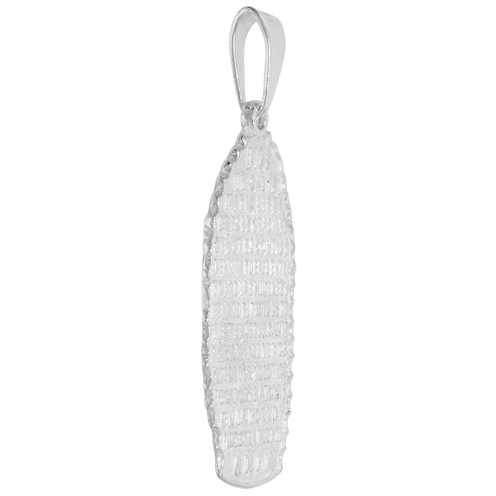1 1/2 inch Sterling Silver Our Lady of Guadalupe Medal Pendant Dios te Salve Maria Prayer Oval