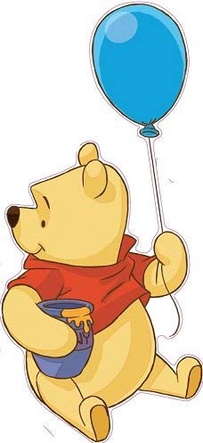 12 Inch Winnie The Pooh Bear Balloon Disney Removable Peel Self Stick Adhesive Vinyl Decorative Wall Decal Sticker Art Kids Room Home Decor Girl Boy Children Bedroom Nursery Baby 5 x 12 Inch