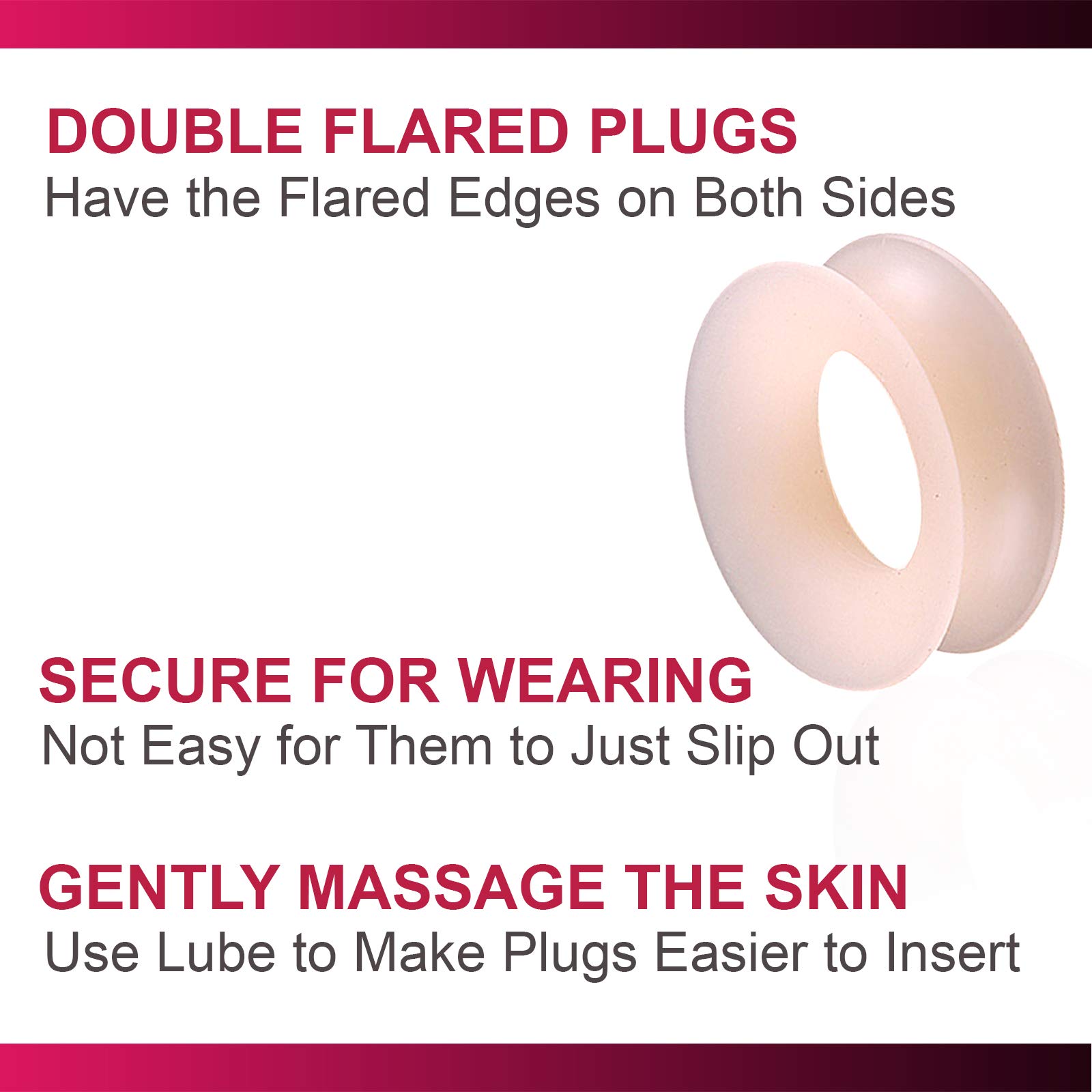 1 1/4 32mm Skin Silicone Double Flare Flesh Tunnels Ear Large Gauge Plugs AECD Ear Stretching Stretchers Piercing SI04 2Pcs