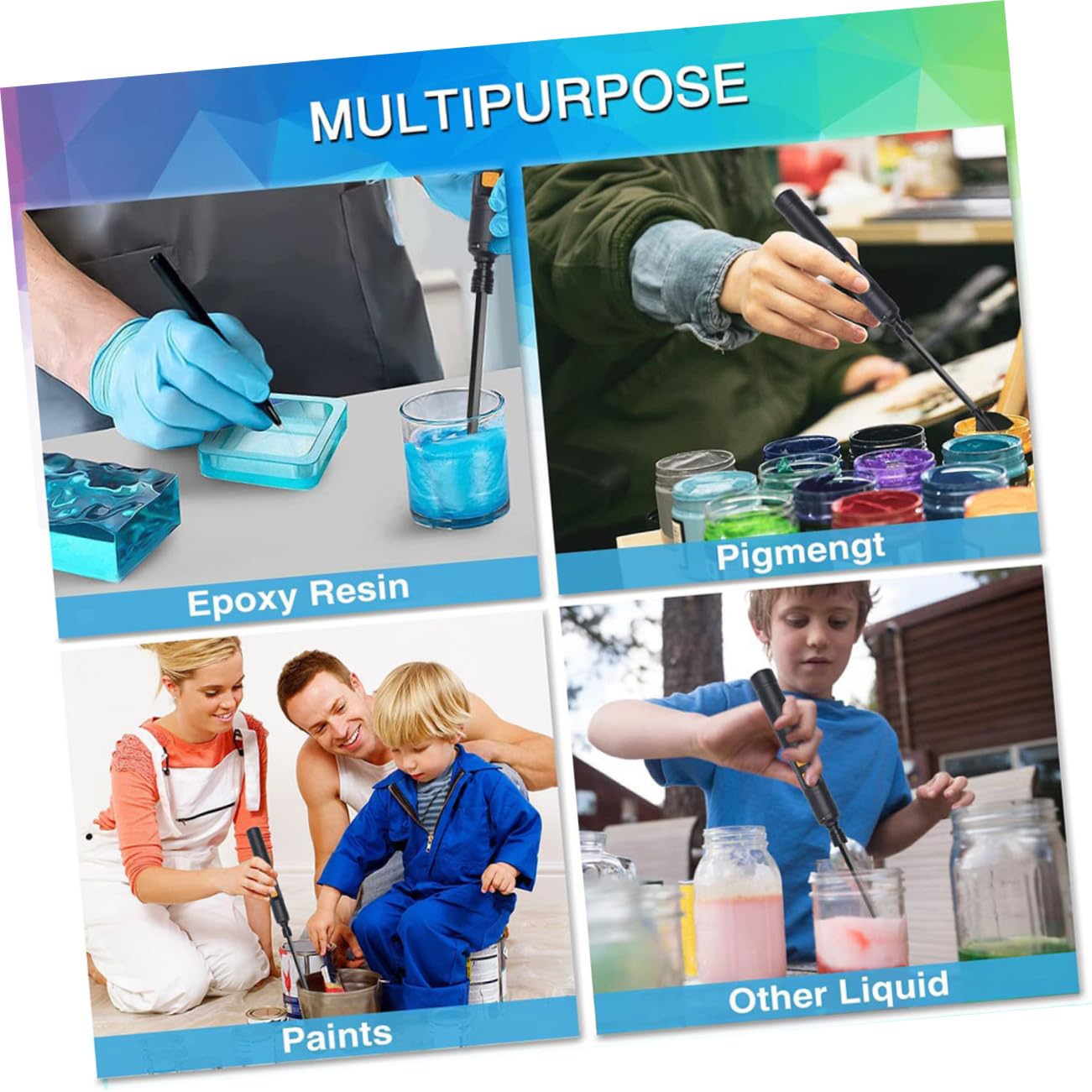 1 Set Epoxy Resin Mixer Drill Paint Mixer Paint Stirrer Resin Mixing Paddle for Drill Resin Stirrer Resin Mixer Paddles Epoxy Mixers Drill Resin Mixer Drill Epoxy Mixer Paddles