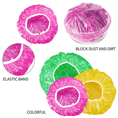 120 Pieces Reusable Food Storage Covers Elastic Colorful Bowl Covers Dish Plate Plastic Covers for Family Outdoor Picnic