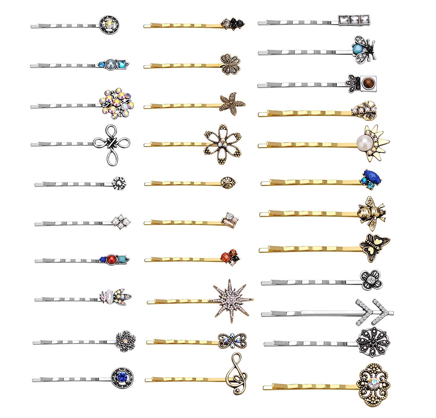 10 Pcs Vintage Alloy Mixed Hair Bobby Pins for girls Hair Clips Barrettes for women NO REPEAT RANDOM PACKING