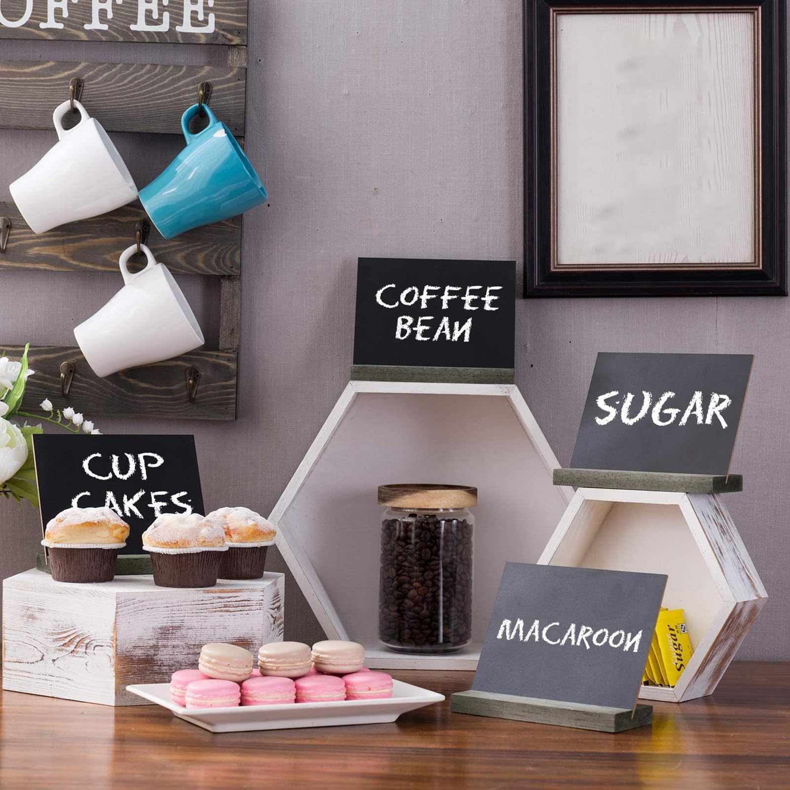 1 Set Chalkboard Signs with Stable Base Mini Chalkboard Signs with Stand Wooden Chalkboard Signs Easy Writing Detachable Mini Blackboard for Desktop Wedding Message Board Party Table Number Home Stor