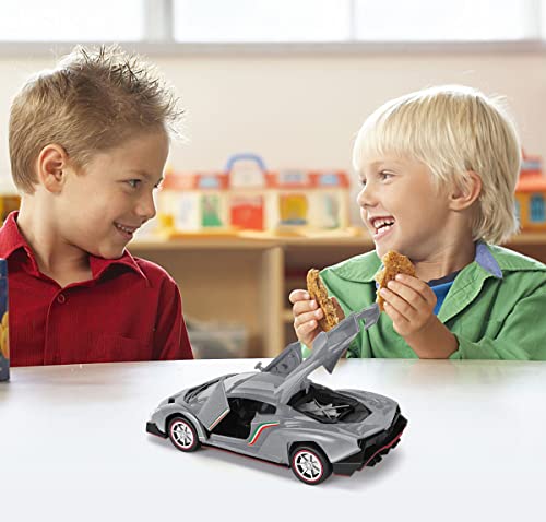 1:32 Veneno Metal Die Cast Toy Car with Lights and Sound Pull Back Car Toy for Boy Age 3 + Year Old (Gray)