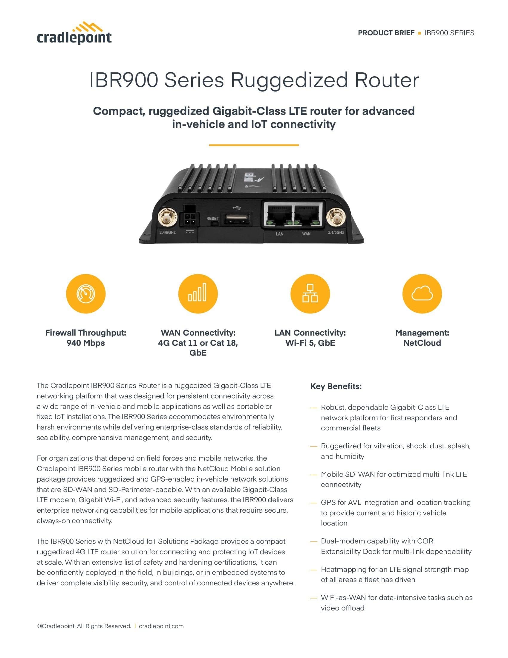 1-yr NetCloud Essentials for Mobile Routers with Support and IBR900 Router with WiFi (600Mbps Modem), no AC Power Supply or Antennas