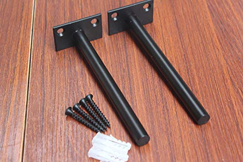 16 Pcs 6" Black Solid Steel Floating Shelf Bracket Blind Shelf Supports - Hidden Brackets for Floating Wood Shelves - Concealed Blind Shelf Support β Screws and Wall Plugs Included