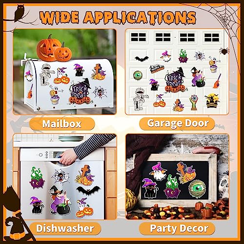 16 Pcs Halloween Magnets Reflective Car Magnets Decorations Halloween Refrigerator Magnetic Stickers Holiday Pumpkin Bat Magnet Stickers Accessories for Car Garage Door Fridge Locker Metal Surface