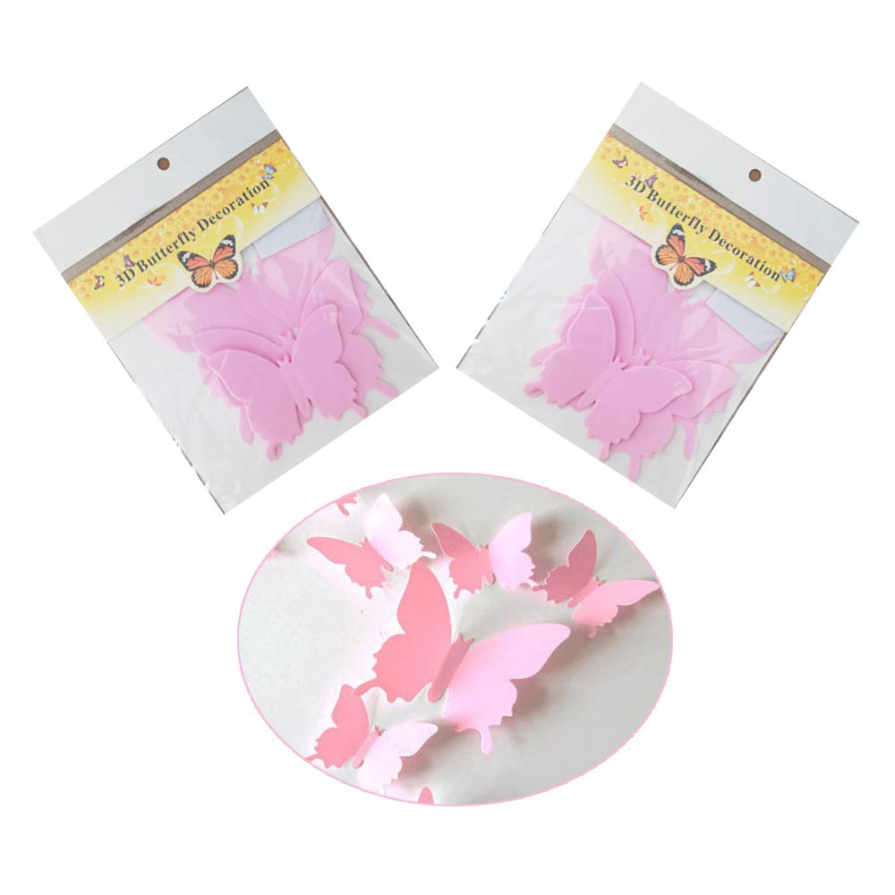 24 PCS Butterfly Wall Decals Butterflies Decor Stickers for Home Decorations Kids Room Bedroom Decor (Pale Pink)