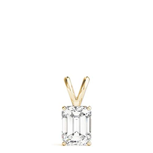 1.55 Carat White Emerald Cut Moissanite Solitaire Pendant in 10K Yellow Gold