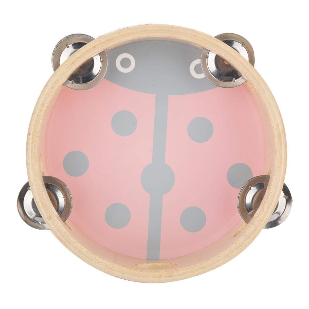 15cm Wood Handheld Tambourine Metal Jingles Hand Held Percussion Drum for Kids Dance Song Gifts(1#)