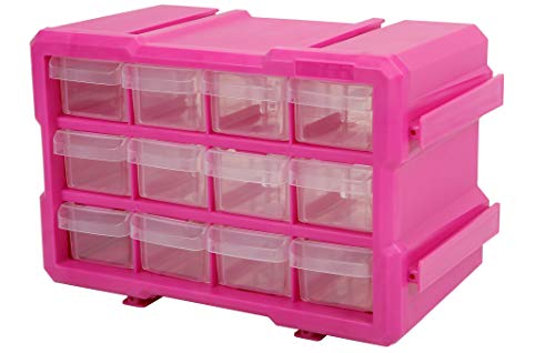12-Drawer Small Parts Organizer, Pink