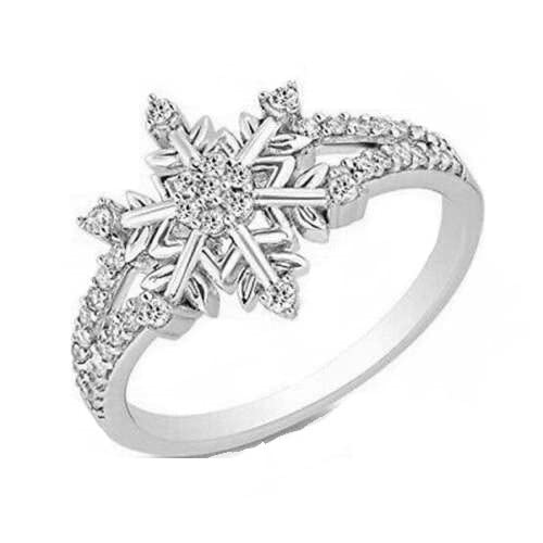 1.00 Ct Simulated Diamond Snowflake Ring Unique Engagement Wedding Ring 925 Sterling Silver