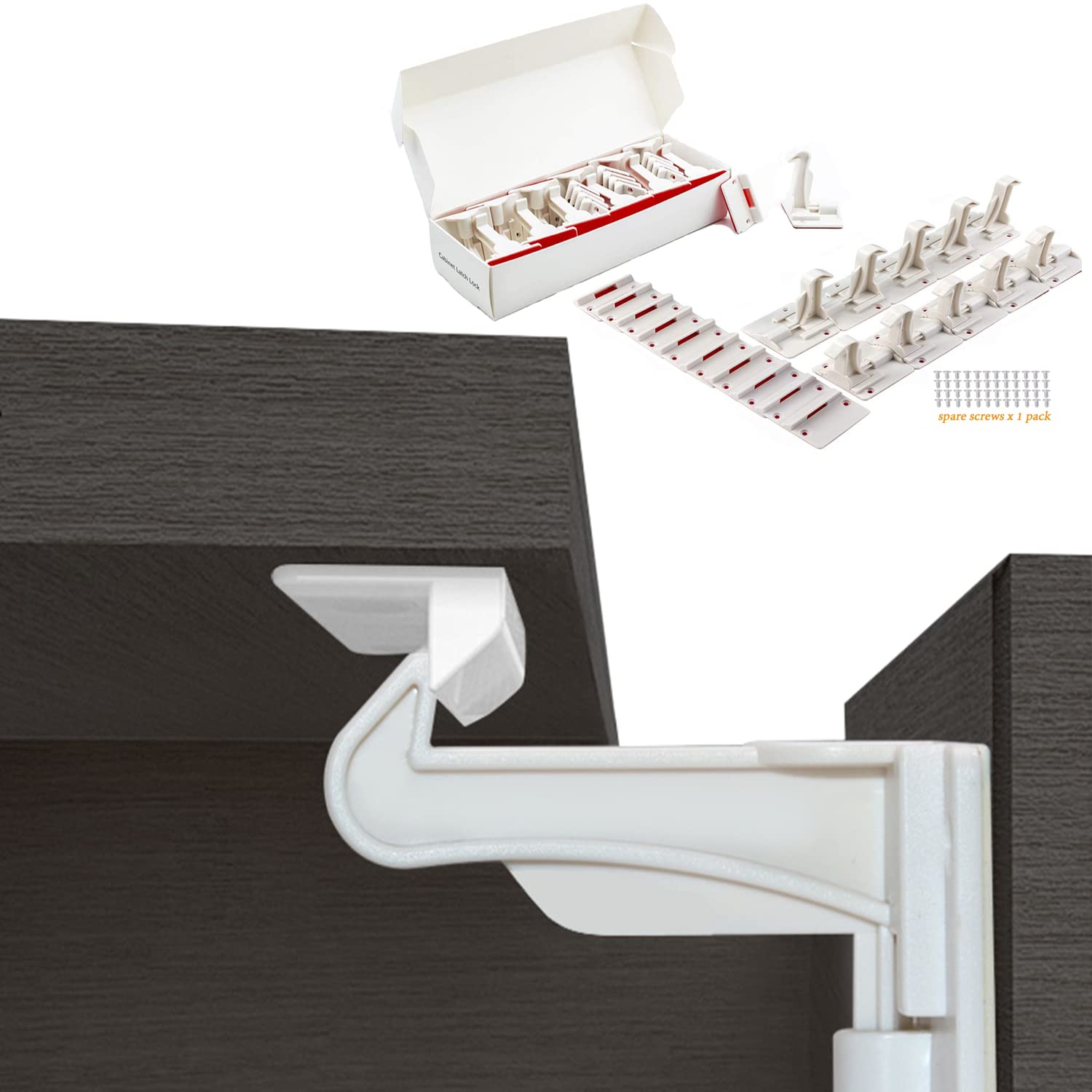 10 Pack Child Safety Cabinets Lock, Baby Proofing Cabinet Latch Locks, Baby Drawer Locks with Adhesive Easy Lnstallation, No Drilling or Tools Required for Lnstallation, for Cabinets and Drawers
