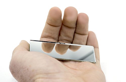 10 Pack Rectangular Plano Glass Mirror, 3" x 1" - 2mm Thick Approx. - Eisco Labs