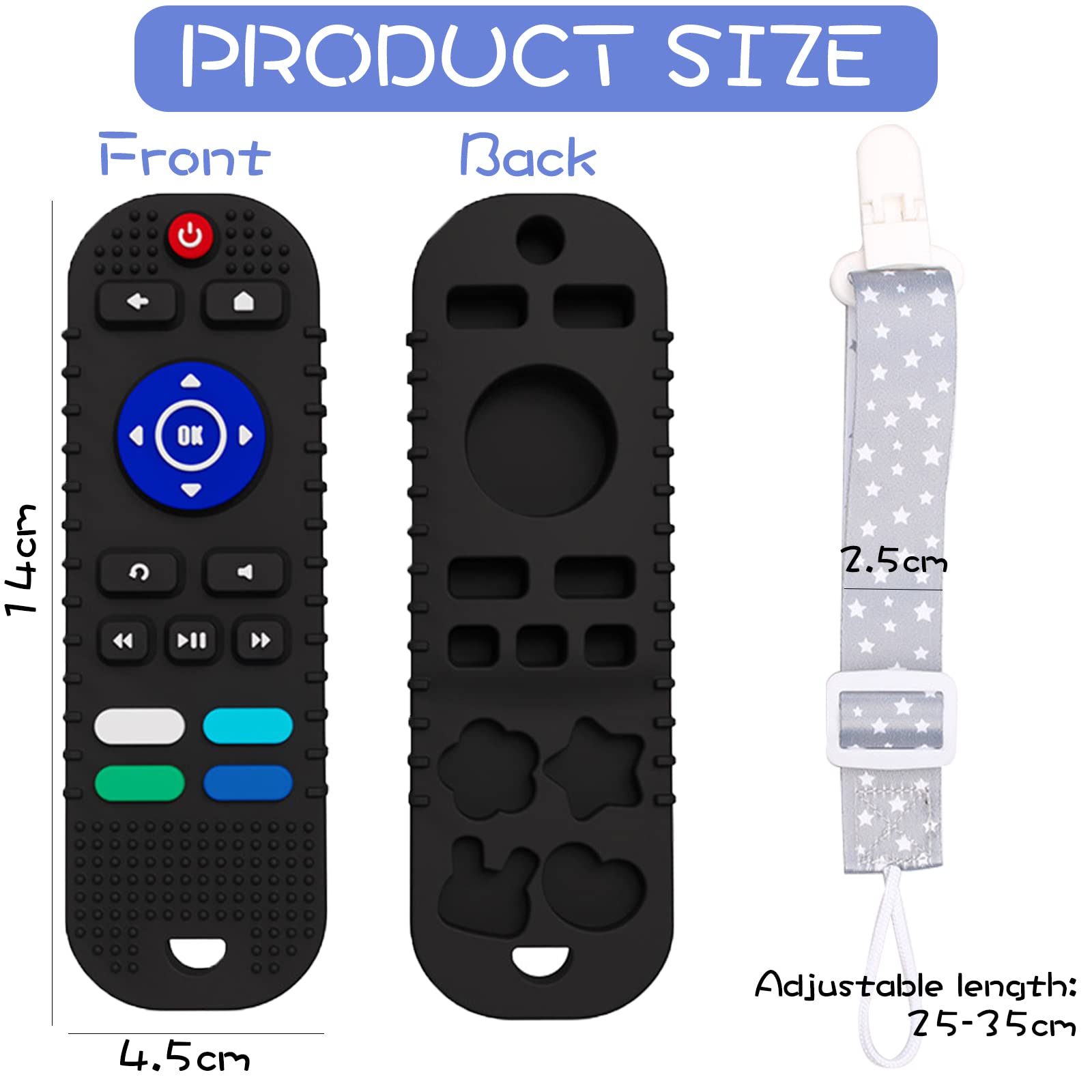 1 Pack Baby Teething Toys Remote Shape Teether Toy Soft Silicone Baby Teething Chew Toy for Babies Soft-Textured Teether, Baby Chew Toys Sensory Toys (1 Rmote)