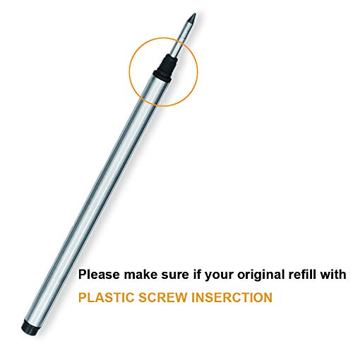 10 Pack Black, Spiral Roller Pen Refill, Replacement Roller Refill for Many Brand Name Pen. Threaded Rolling Ball Refills, 0.7mm Medium Point. 113mm (4.42”) x 6mm (0.24”)