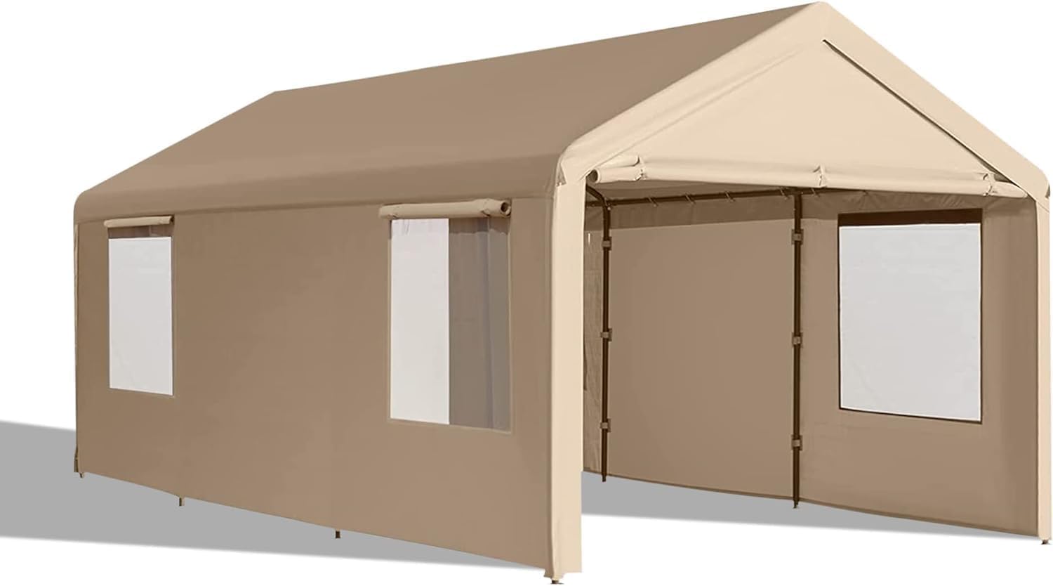 10 x 20 Carport Canopy Tent | Roll up Ventilated Windows | Outdoor 3-Sided Walls | Multi-Purpose Shade & Shelter | Heavy Duty Tent for Weddings Car Parking