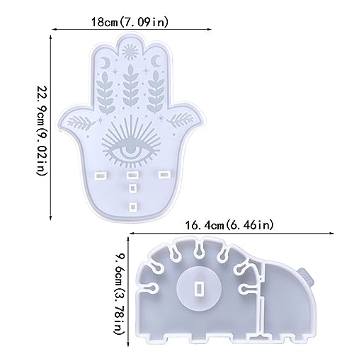 1 Set of Hand Wall Hanging Wall Storage Rack Resin Mold Molds Epoxy Resin Eyes Sun Moon Flower Shaped Palm Tray Halloween for Wall Shelf Candle Vase, DIY Making Decor Art Crafts
