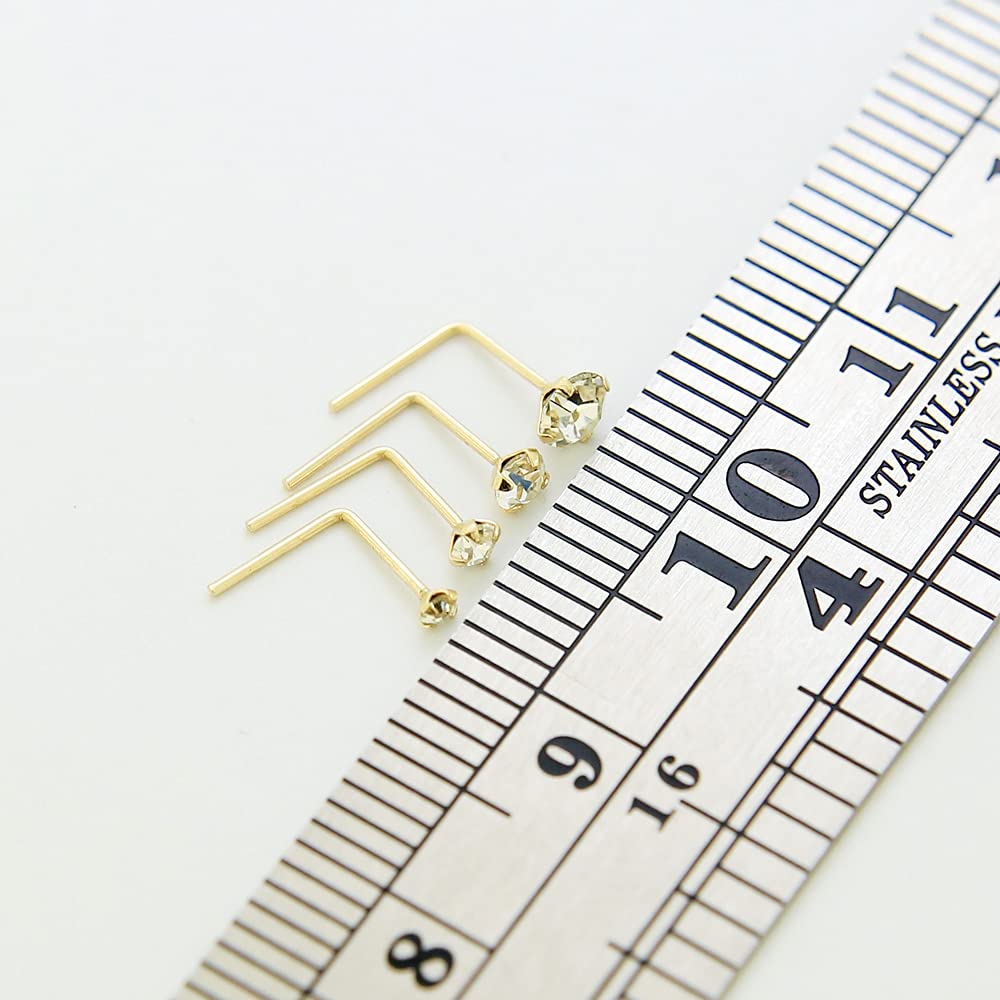 1.5mm Gemstone Nose Ring- L Bend Nose Ring- 9ct Gold Nose Ring- Thin Nose Ring- 22 Gauge Nose Ring