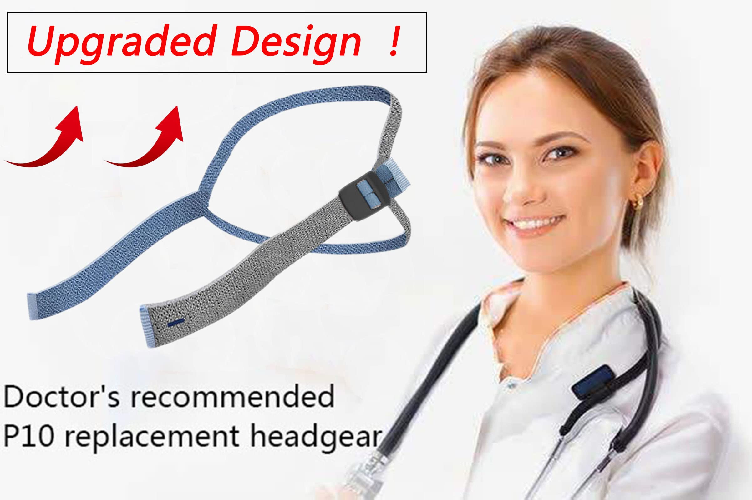 1 Pack Advanced Upgraded P10 Replacement Headgear Strap Compatible with ResMed Airfit P10/N30, Fully Adjustable Quick-fit Design Premium Durable Elastic Soft Material