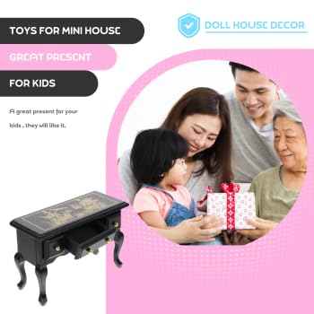 1: 12 Dollhouse Desk Wooden Retro Miniature Table Mini Writing Desk Toy Dollhouse Furniture Accessory Decoration