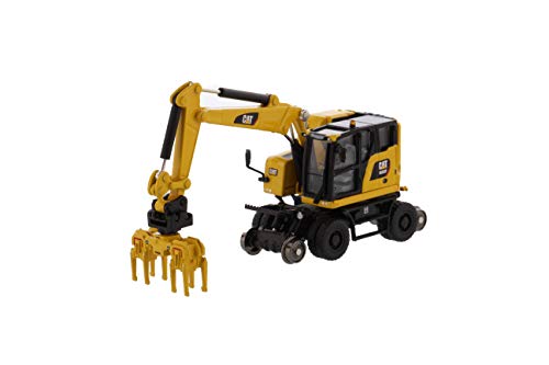 1:87 Caterpillar M323F Railroad Wheeled Excavator, Safety Yellow Color β HO Series by Diecast Masters β 85612 (Comes with 3 Interchangeable Work tools: Ballast Tamper, Rail Clamshell, and Bucket