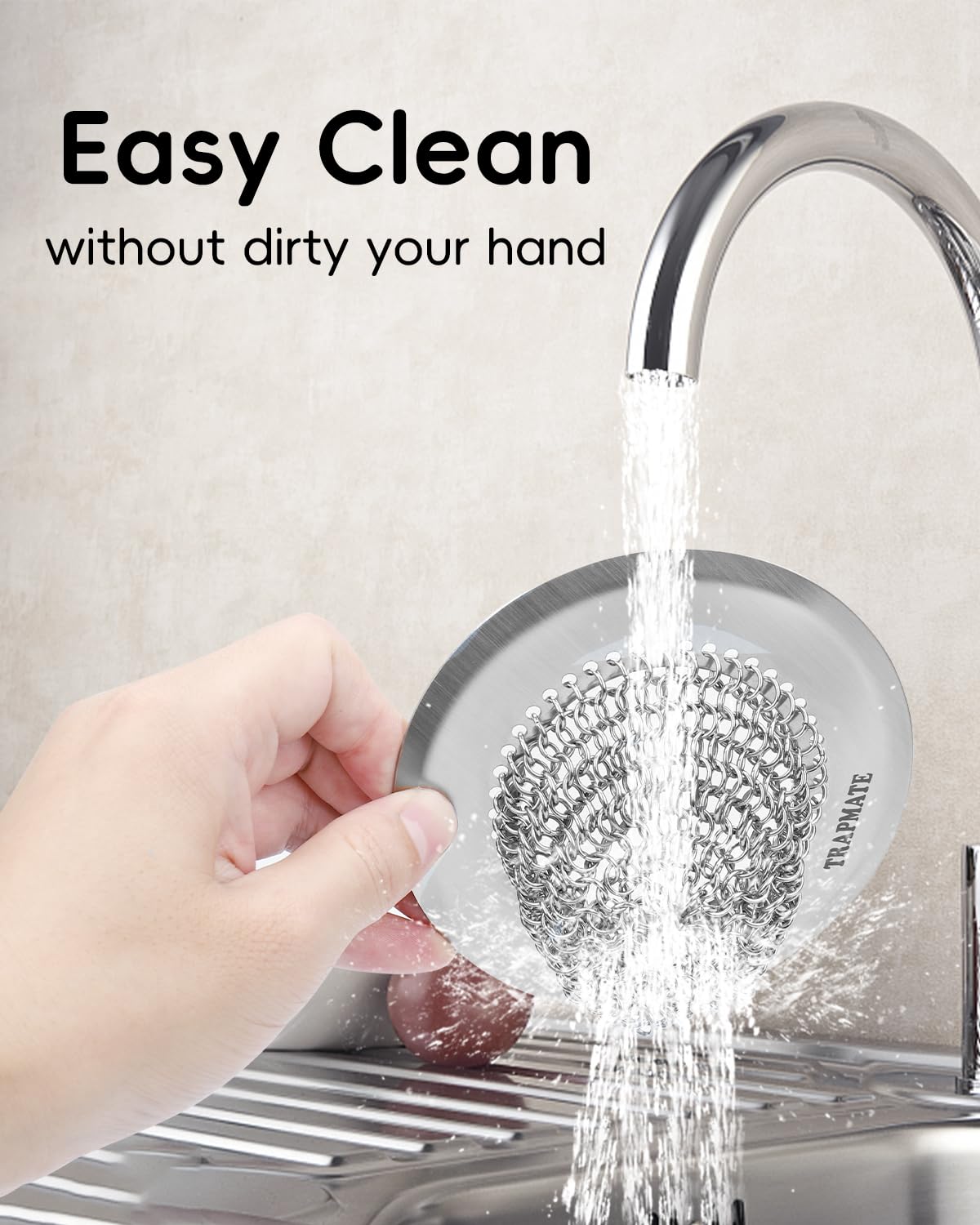 1 Pack Sink Strainer, Flexible Chain Mesh Easy Clean Kitchen Sink Drain Strainer, Anti-Rust 304 Stainless Steel Sink Strainer, Sink Protectors Clog-Free Sink Catcher Strainer for Food Garbage Disposal