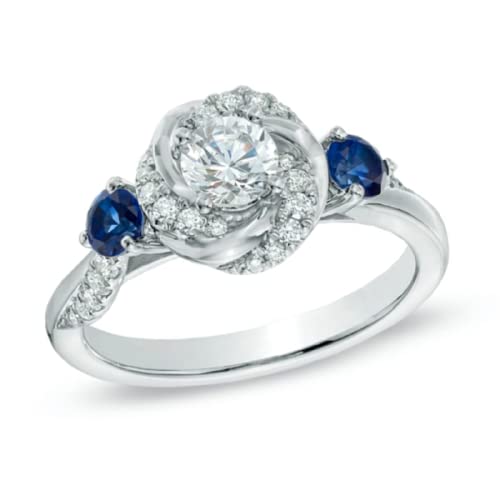 1.50 Ct Round Moissanite & Blue Sapphire Swirl Engagement Ring 925 Sterling Silver BY BALAJIGEMSANDJEWELRY (11)