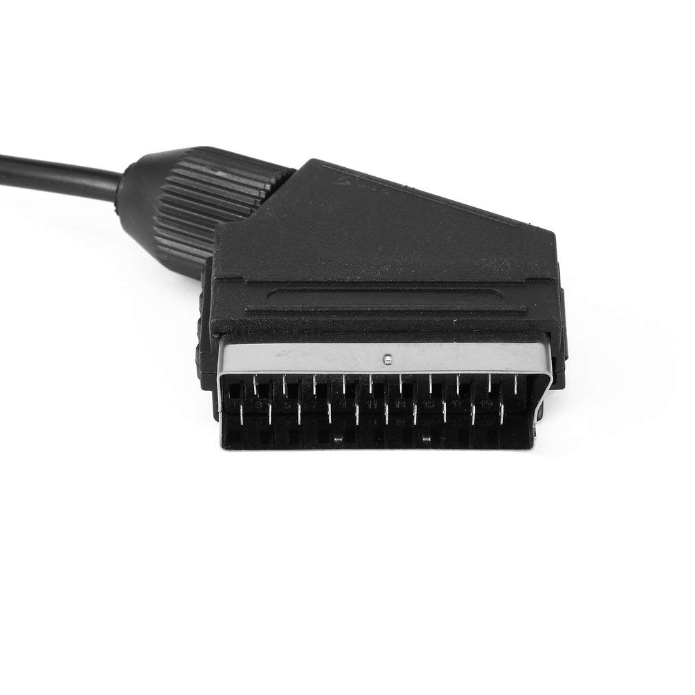 1.8M/6FT EU Version V-pin Scart Cable RGB AV Cables PAL for Sega Genesis 2 Mega Drive MD 2 (Black)