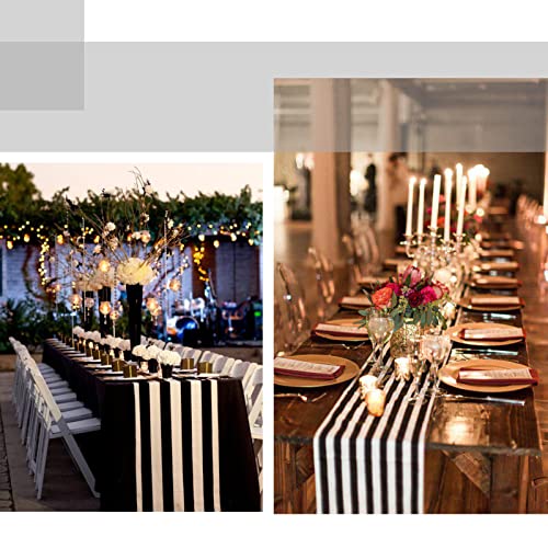 10 Pack Striped Table Runner Polyester Table Decor Classic Black and White Striped Table Runner Modern Elegant Design for Indoor Outdoor Events Banquet Party Wedding (12 x 72 Inch)