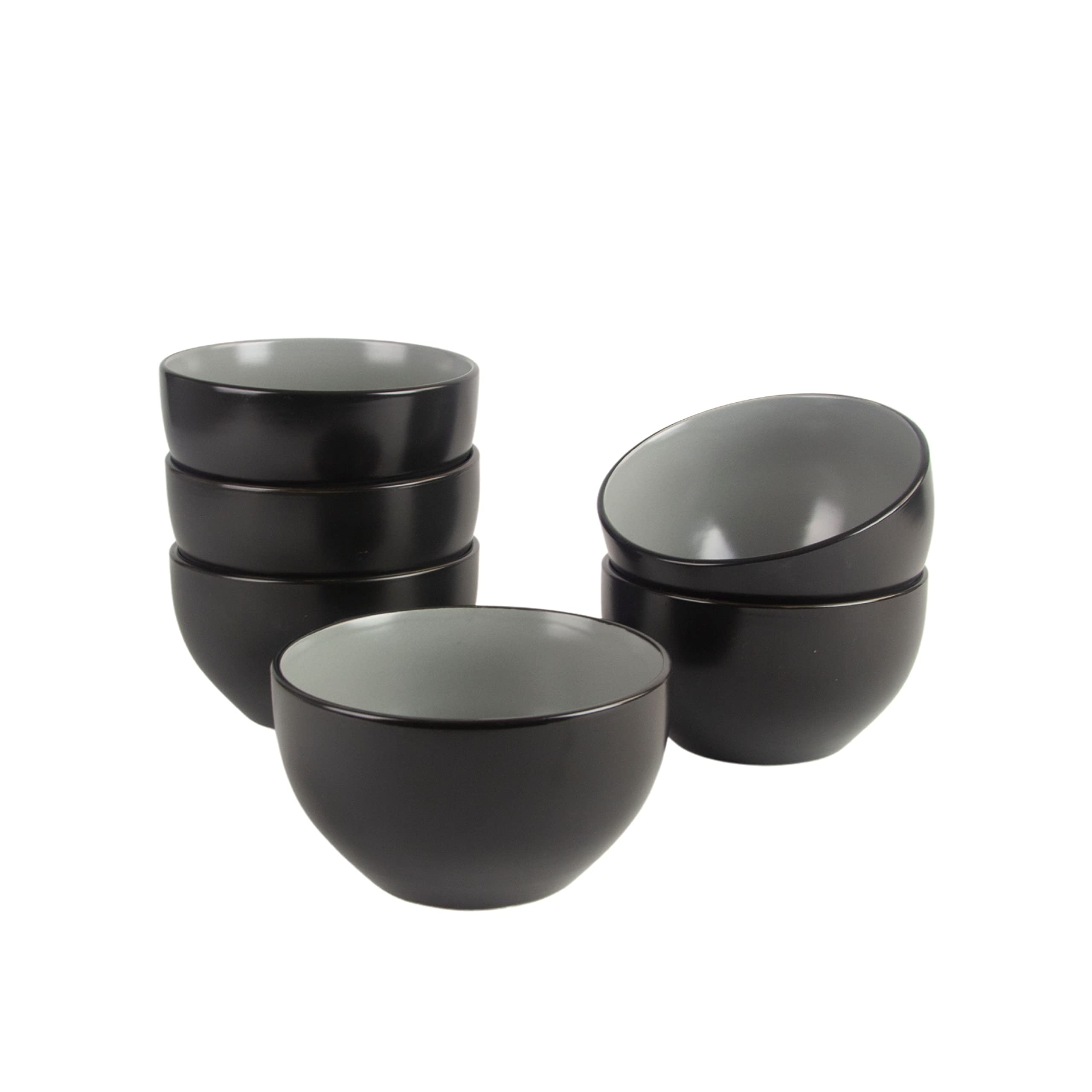 10 Strawberry Street Two Tone Coupe 5.5”/24 Oz. Cereal Bowl Set Of 6, Black/Gray