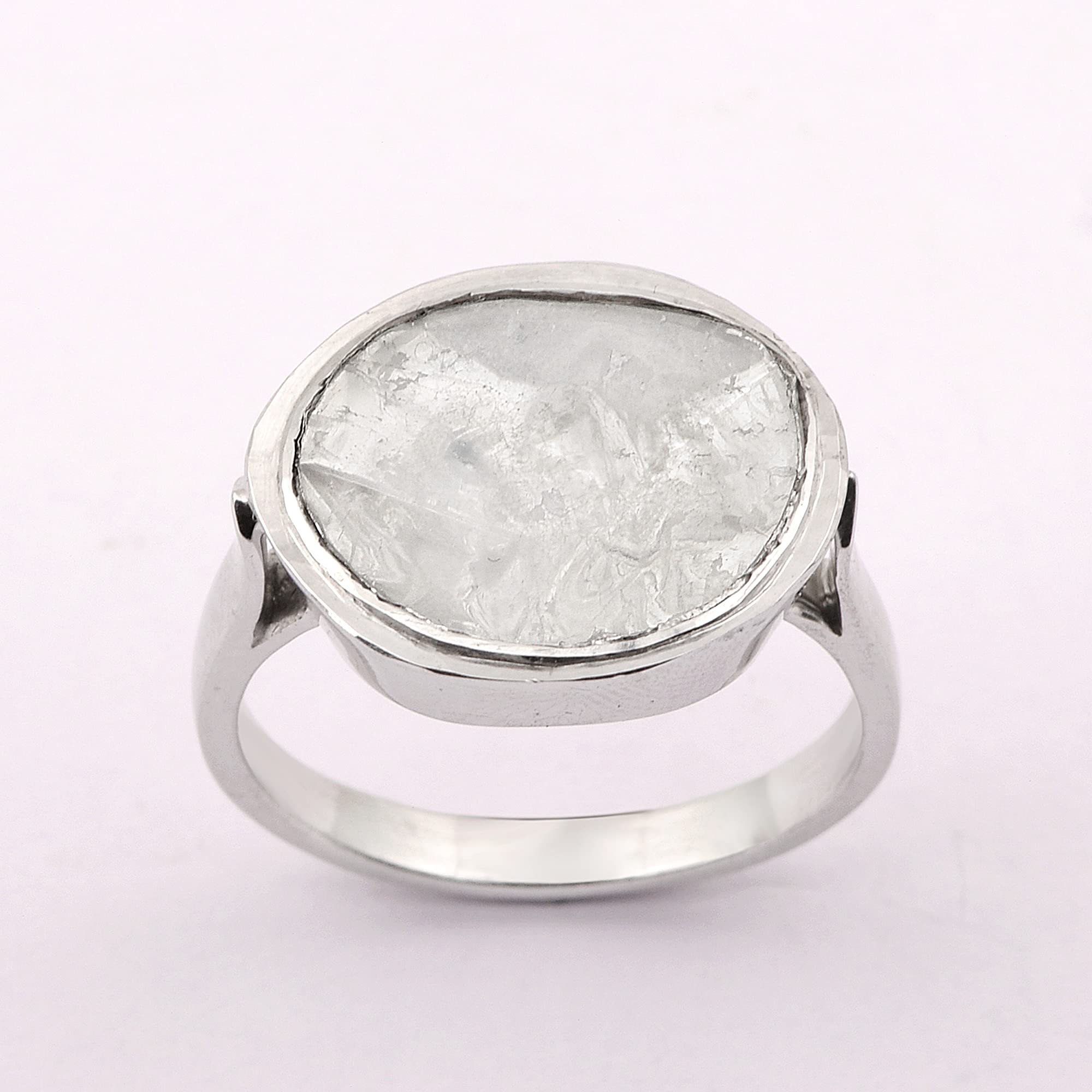 1.50 CTW Natural Diamond Polki Solitaire Ring 925 Sterling Silver Platinum Plated Slice Diamond Jewelry