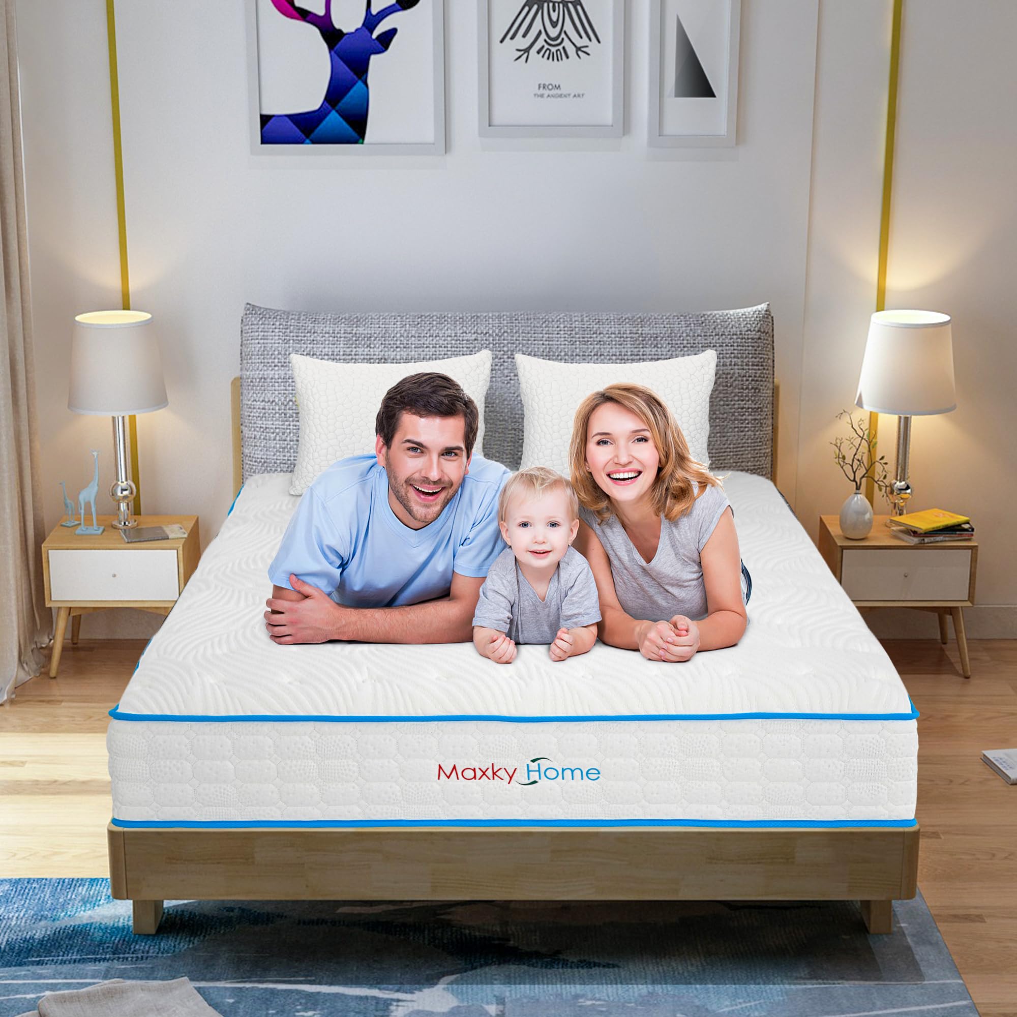 10 Inch Queen Mattress Memory Foam Mattress Queen in a Box, Individually Inner Spring Hybrid Mattresses, Medium Firm, CertiPUR-US