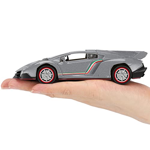 1:32 Veneno Metal Die Cast Toy Car with Lights and Sound Pull Back Car Toy for Boy Age 3 + Year Old (Gray)