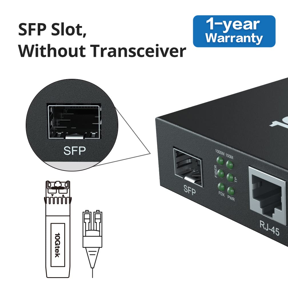 1.25G Media Converter, SFP Slot, Power Inside, with a 1.25G SFP Module, 20km